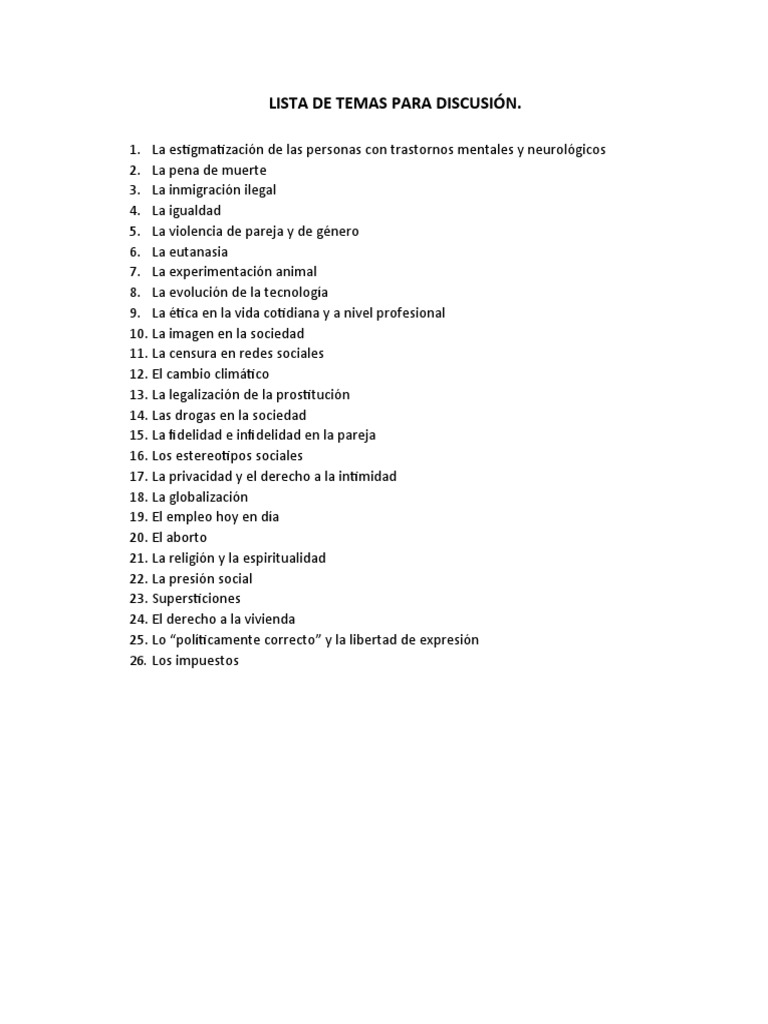 Lista de Temas para Discusión | PDF