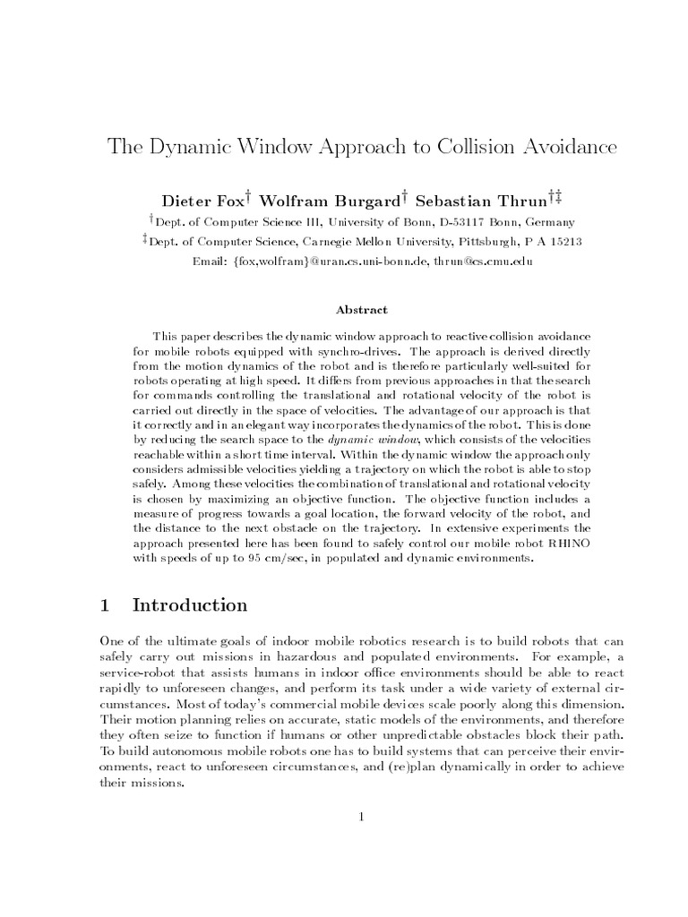 Dynamic Window Approach | PDF | Acceleration | Velocity