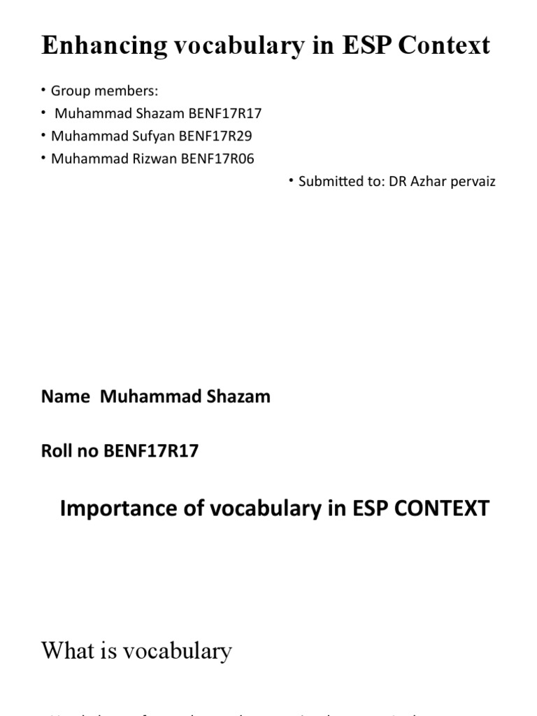 ESP Vocabulary Enhancement Guide | PDF | Vocabulary | Word