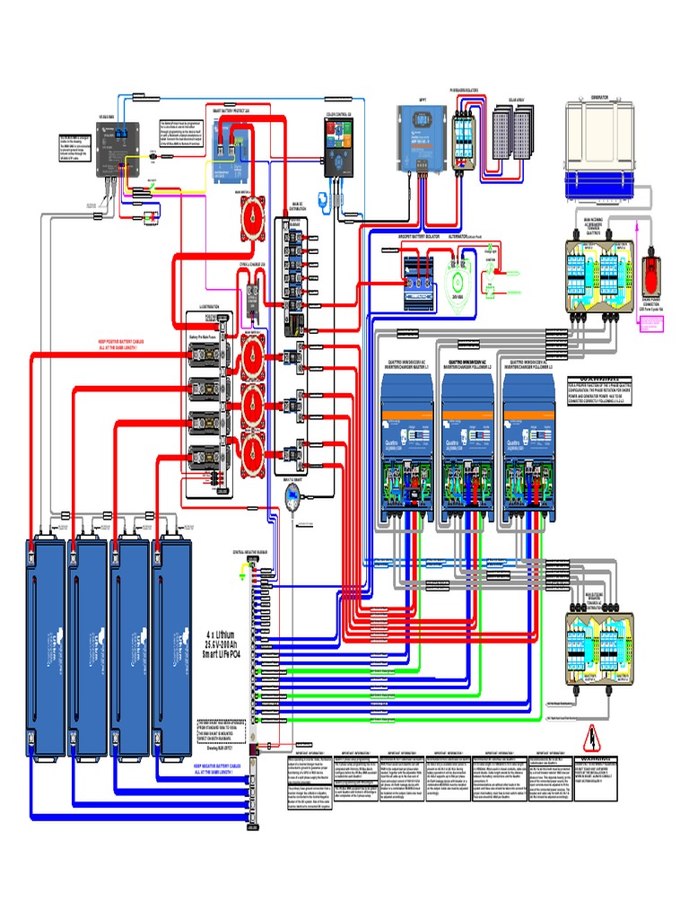 3 Phase VE Bus BMS System 5 Pin With 3xquattro and 4x200ah 24V Li Rev ...