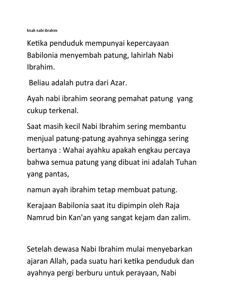 Kisah Singkat Nabi Ibrahim AS | PDF | Sejarah | Agama & Spiritualitas