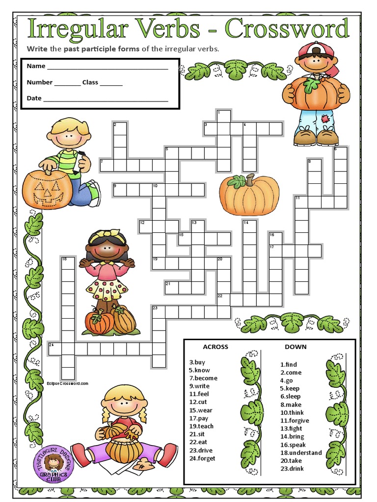Past Participle Irregular Verbs Crosswords - 61139 | PDF | Syntactic Relationships | Semantics