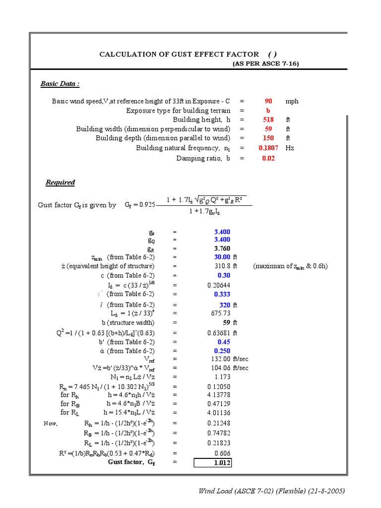Basic Data:: Calculation of Gust Effect Factor | PDF | Physical Quantities | Metrology
