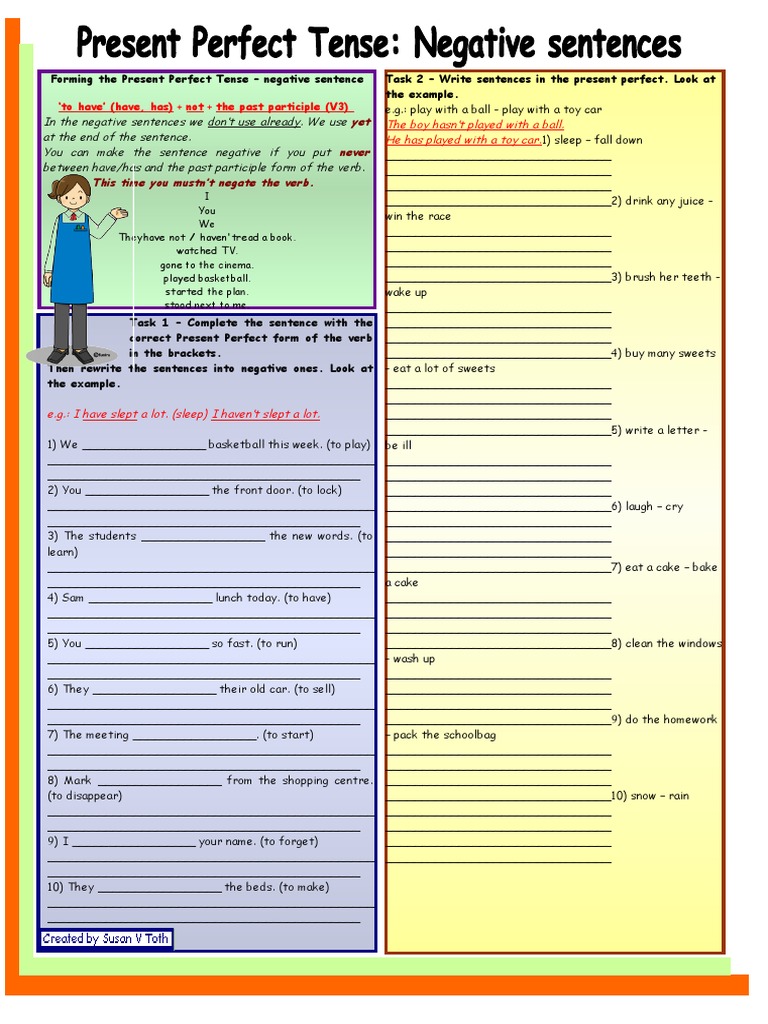 Present Perfect Tense Negative Sentence Elementary Grammar Guides ...