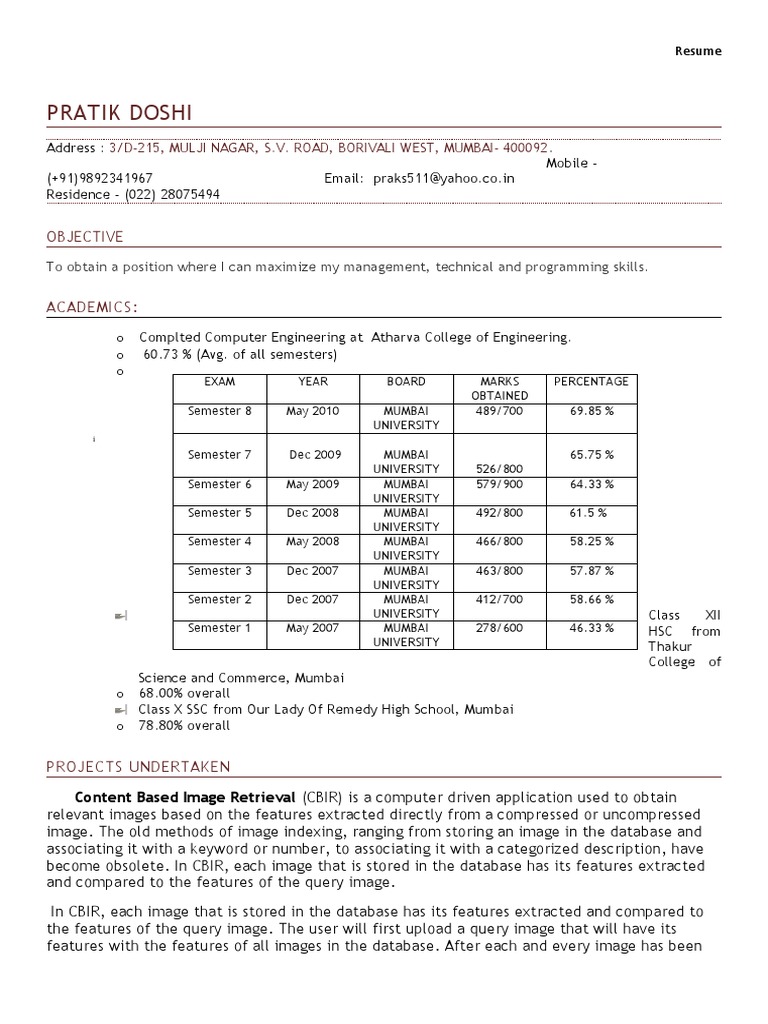 Pratik Resume | PDF | Information Retrieval | Software