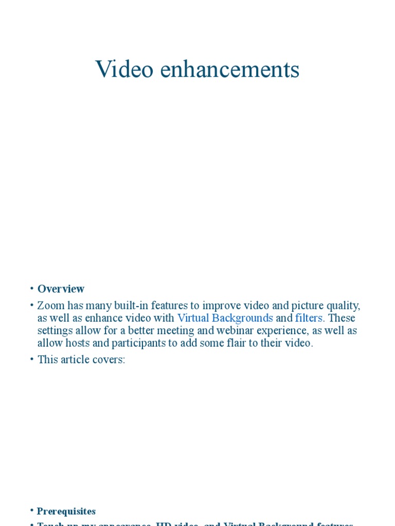 Zoom Video Enhancement Guide | PDF | Computers
