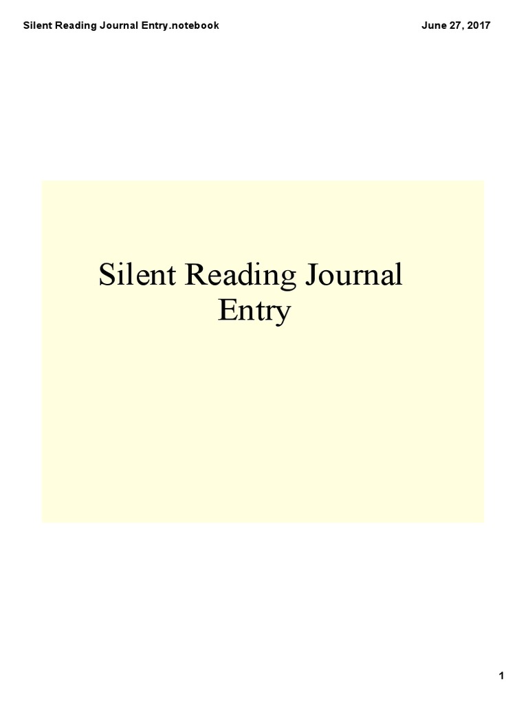 Silent Reading Journal Guidelines | PDF
