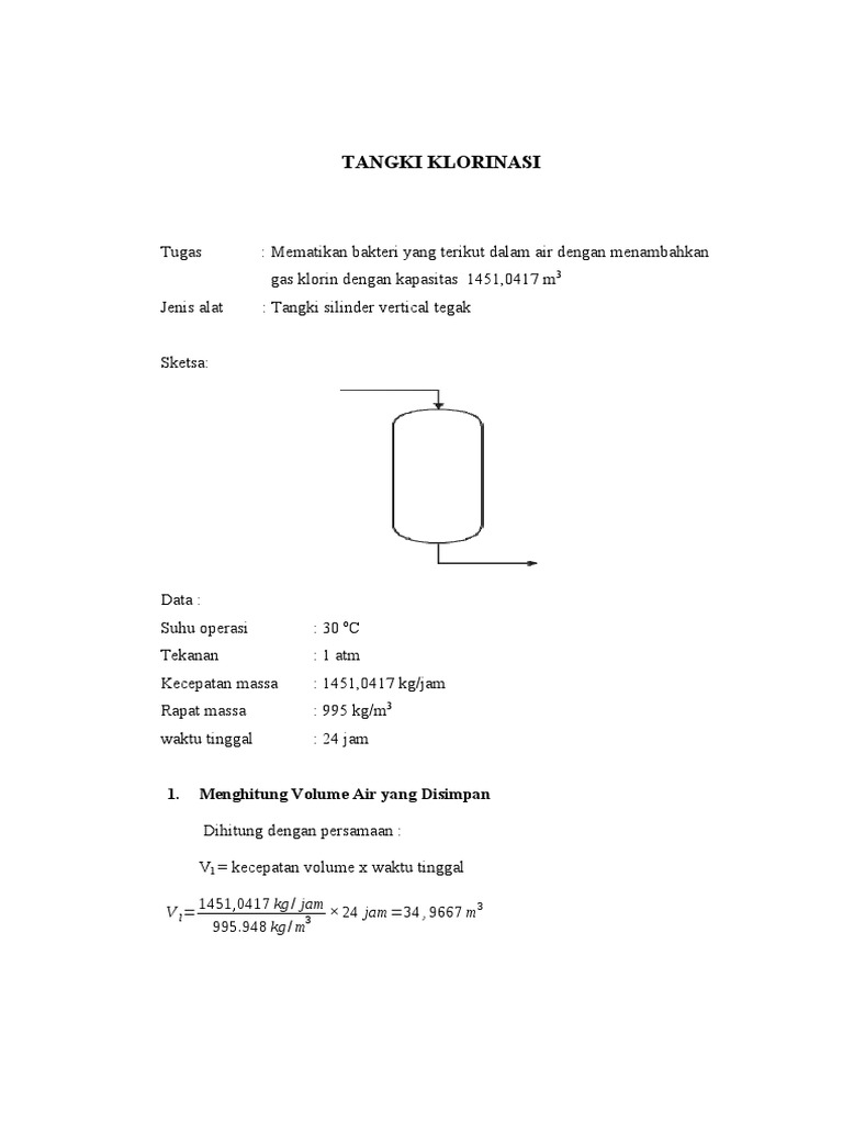 Tangki Klorinasi: Desain dan Spesifikasi | PDF | Sains & Matematika ...
