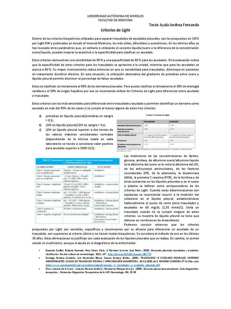 Criterios Light | PDF | Medicina | Especialidades Medicas
