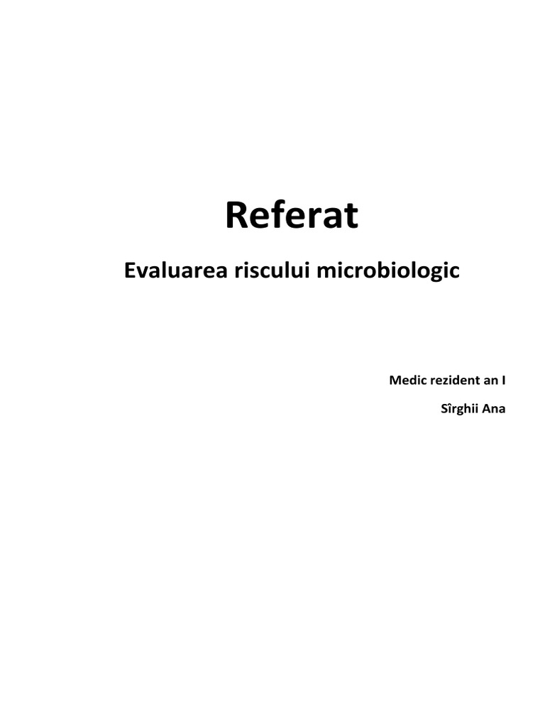 Referat Evaluarea Riscului Laboratorului Medical | PDF