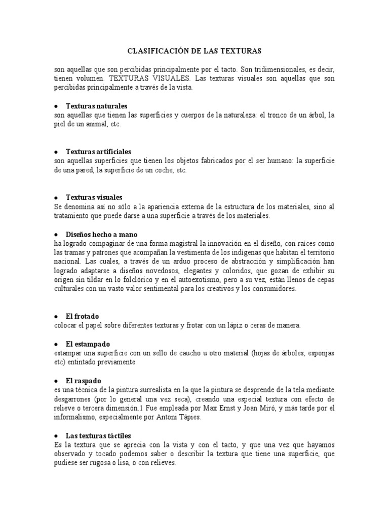 Clasificación de Texturas para Niños | PDF | Pedagogía | Educación avanzada