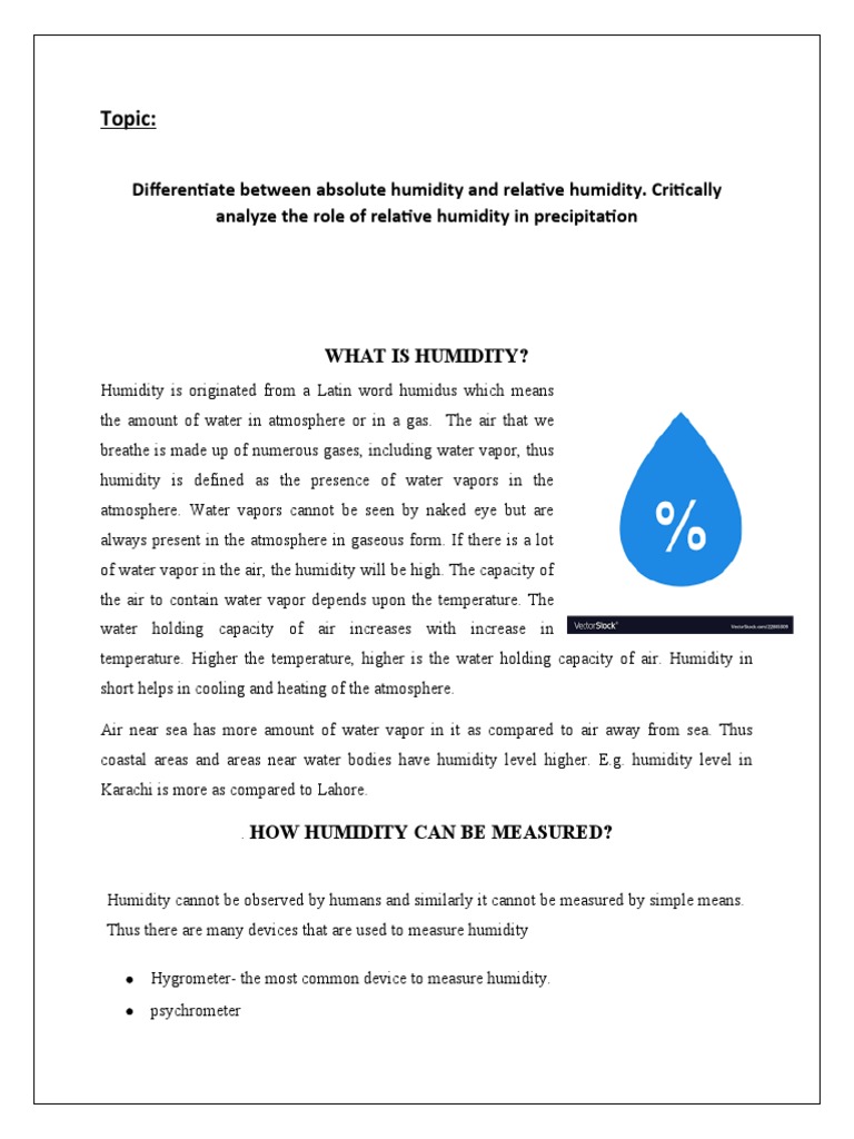 Differentiate Between Absolute Humidity and Relative Humidity | PDF ...