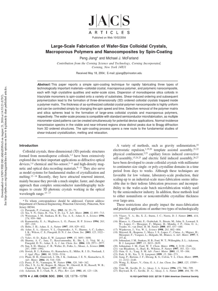 Large-Scale Fabrication of Wafer-Size Colloidal Crystals, Macroporous ...