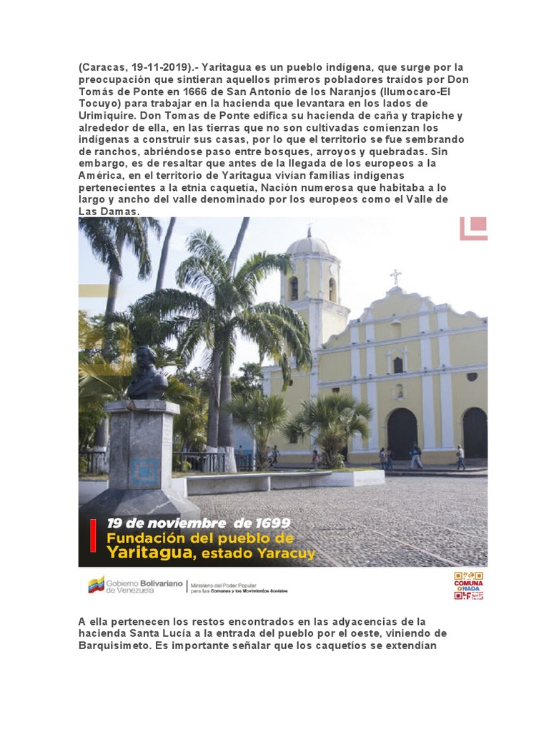 Historia y tradiciones de Yaritagua | PDF | Venezuela | Tradiciones