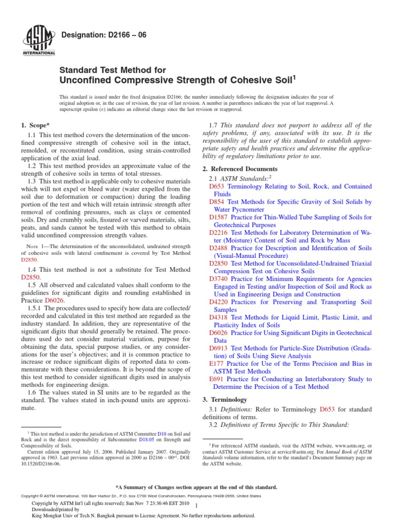 Astm d2166 06 | PDF | Strength Of Materials | Deformation (Engineering)