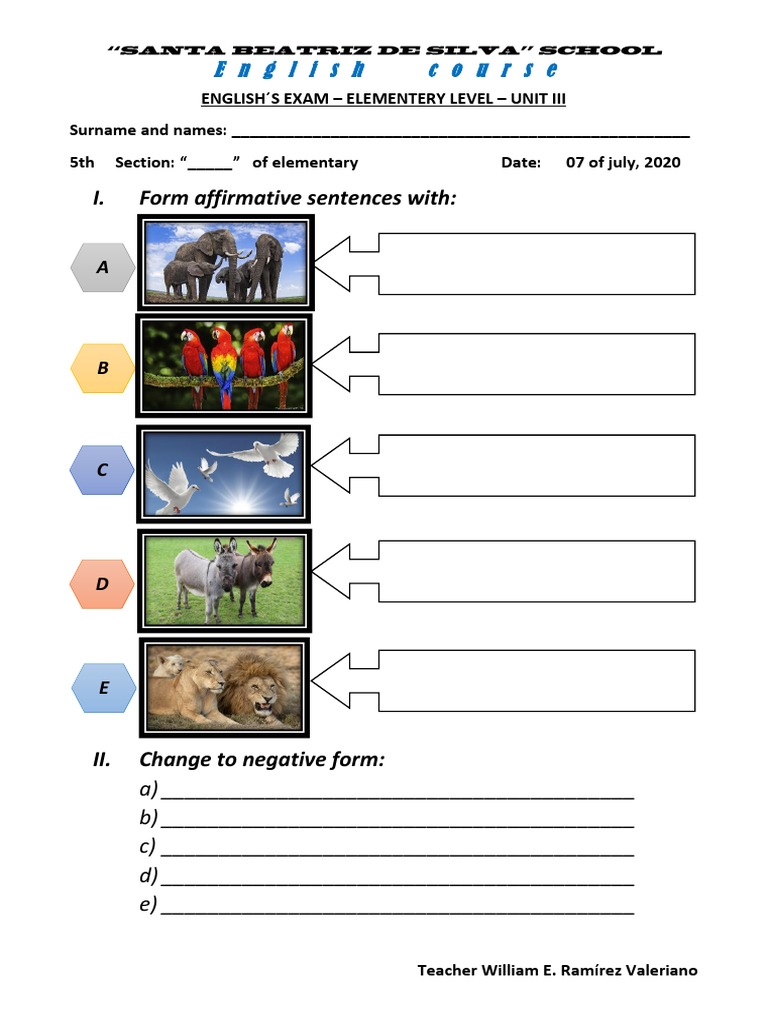 English Exam: Elementary Level Unit III | PDF | Language Arts & Discipline