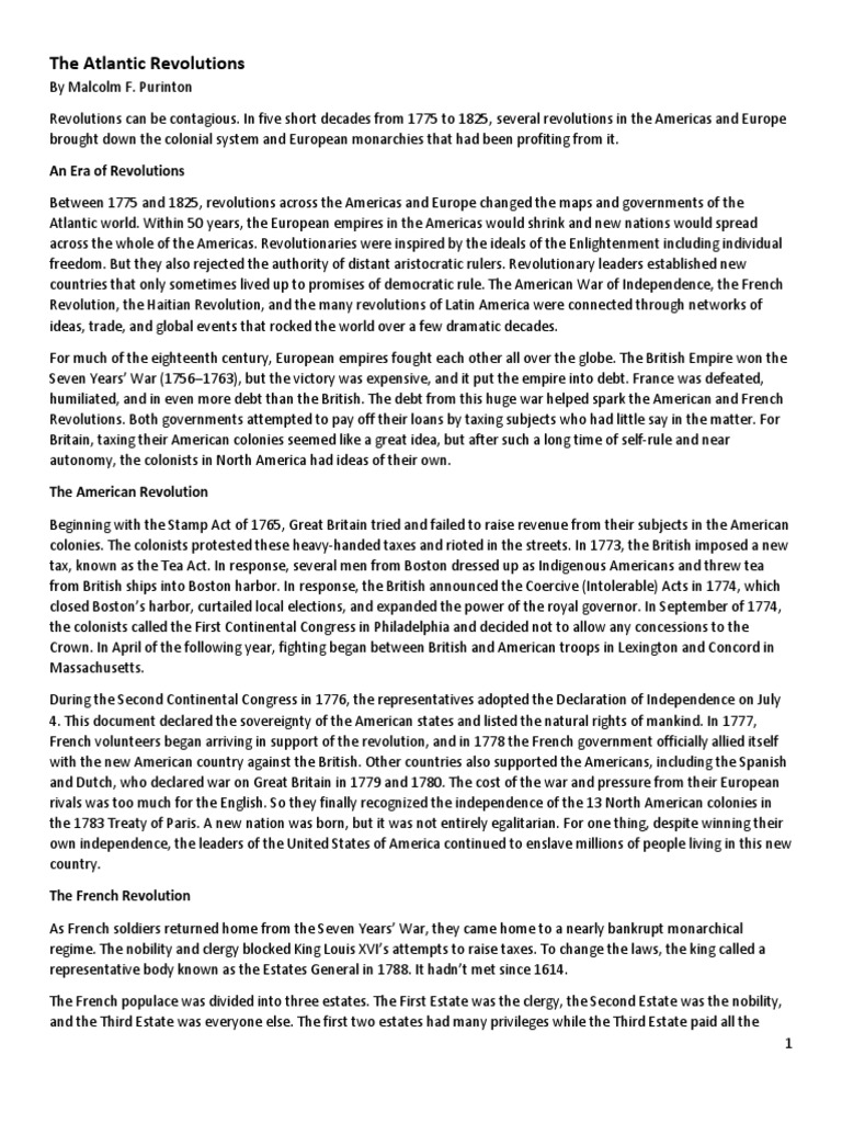 The Atlantic Revolutions: An Era of Revolutions | PDF | Latin America ...