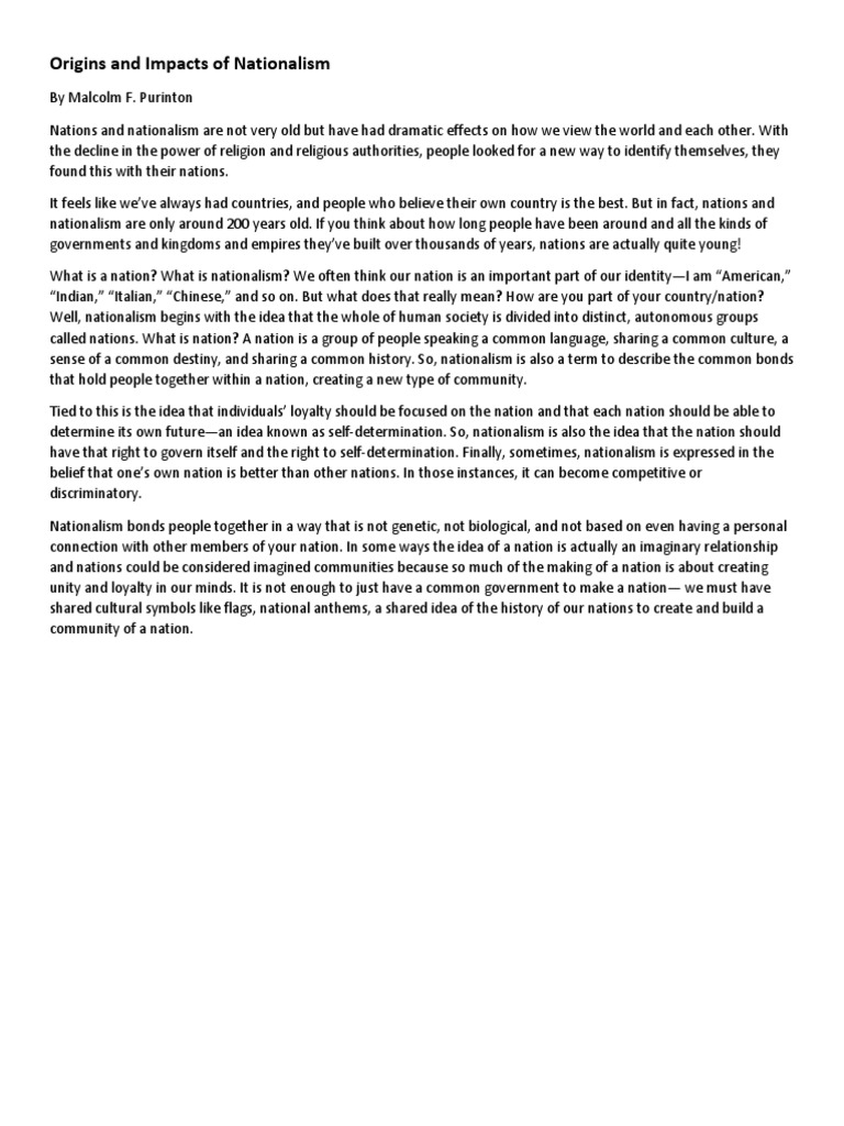 Origins and Impacts of Nationalism | PDF