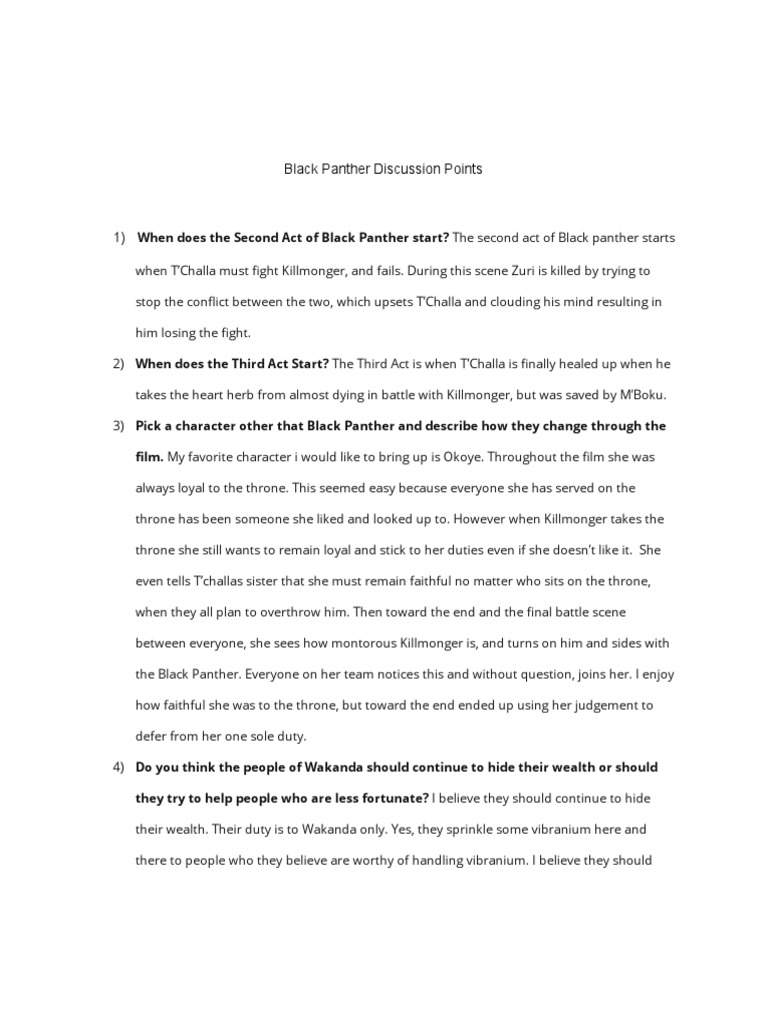 Film 4112 Analysis Black Panther | PDF | Clothing