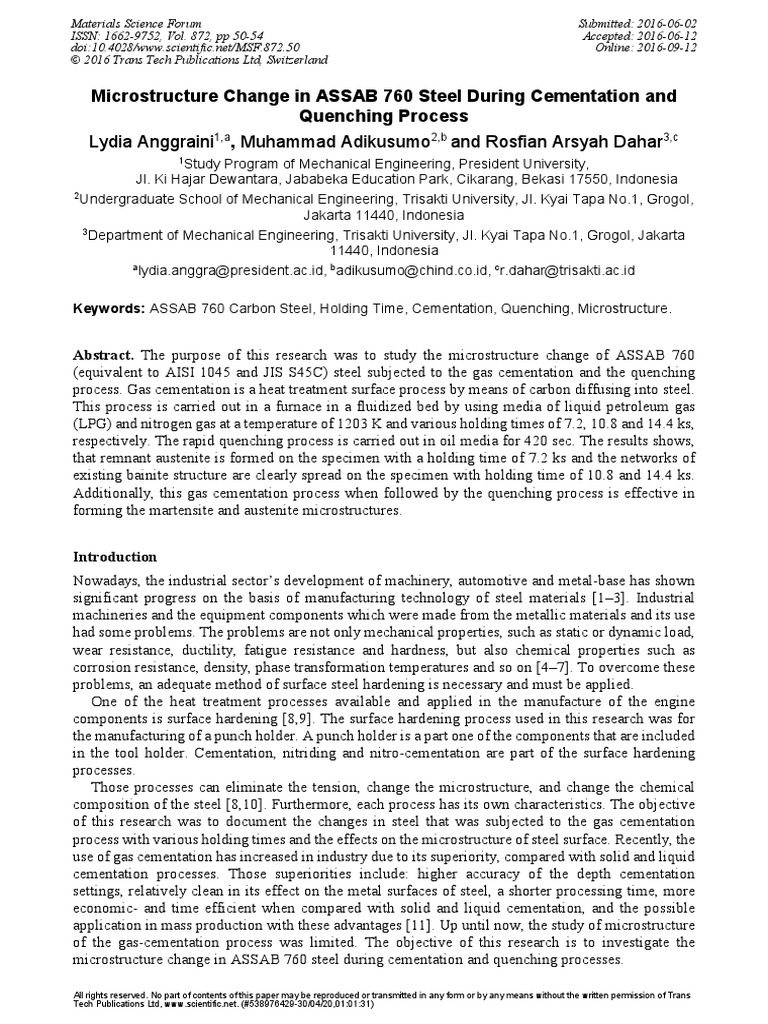 Microstructure Change in ASSAB 760 Steel During Cementation and ...