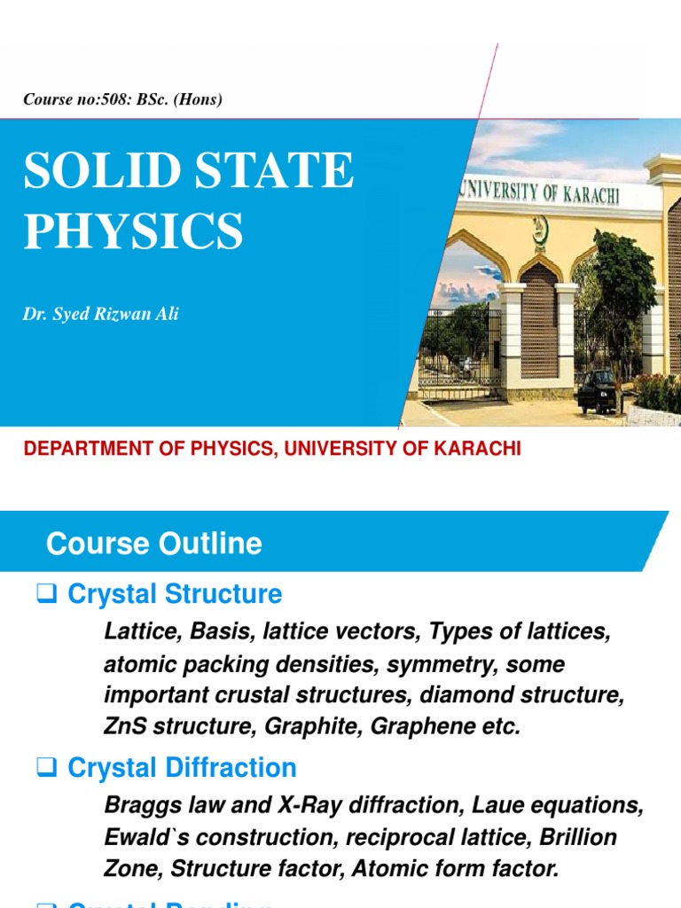 Solid State Physics: Course No:508: Bsc. (Hons) | PDF | Crystal ...