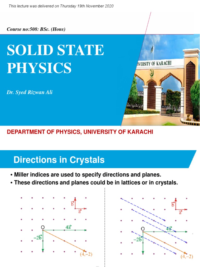 Solid State Physics: Course No:508: Bsc. (Hons) | PDF | Crystal ...