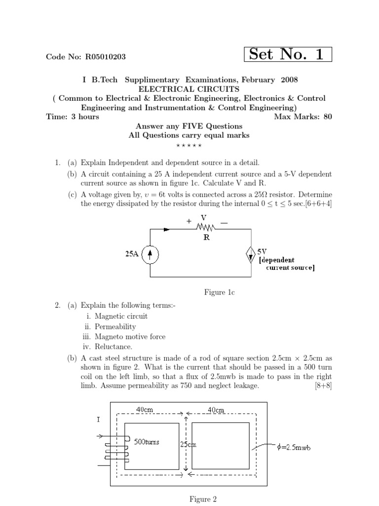 r05010203 Electrical Circuits | PDF | Electrical Impedance | Inductance