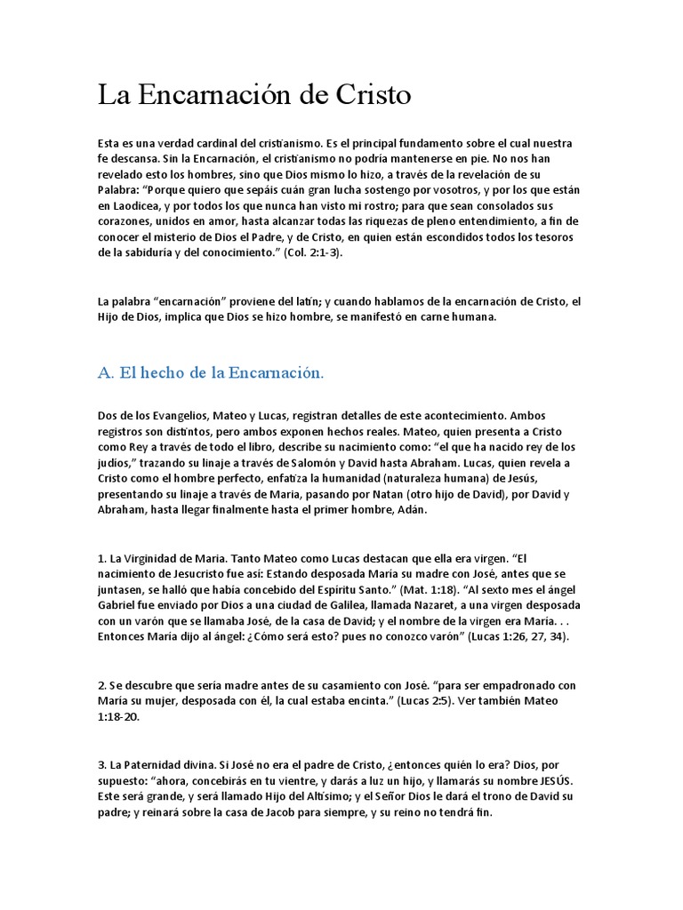 La Encarnación de Cristo | PDF | María, madre de Jesús | San José