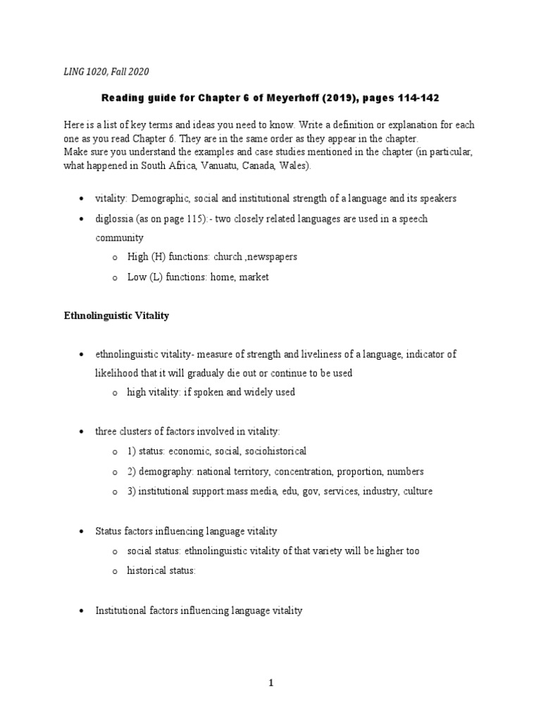 Chapter 6 - Reading Guide | PDF | Sociolinguistics | Cognition