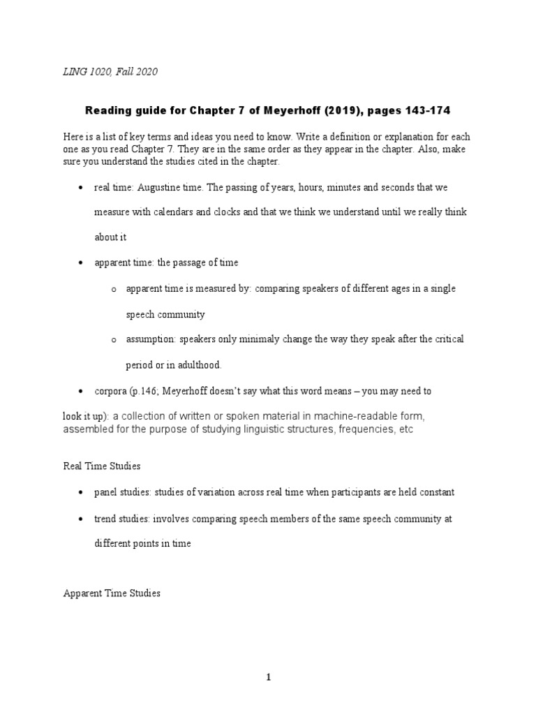 Chapter 7 - Reading Guide | PDF | Time | Vocabulary
