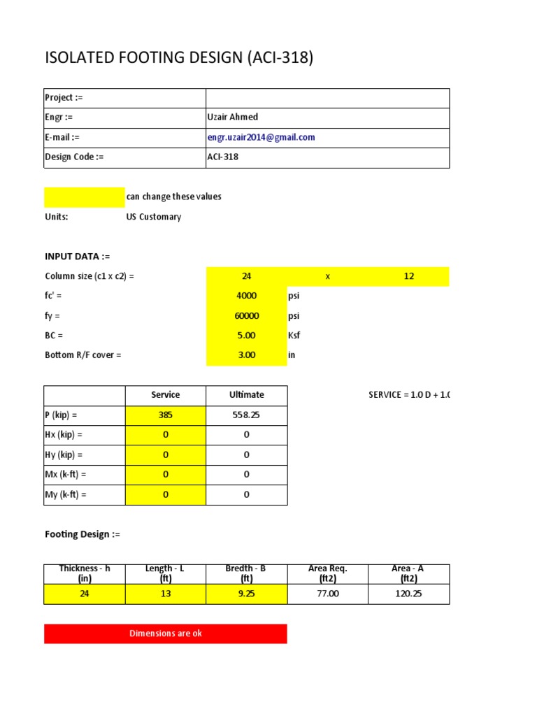 Isolated Footing Design (ACI-318) | PDF | Mechanical Engineering | Nature