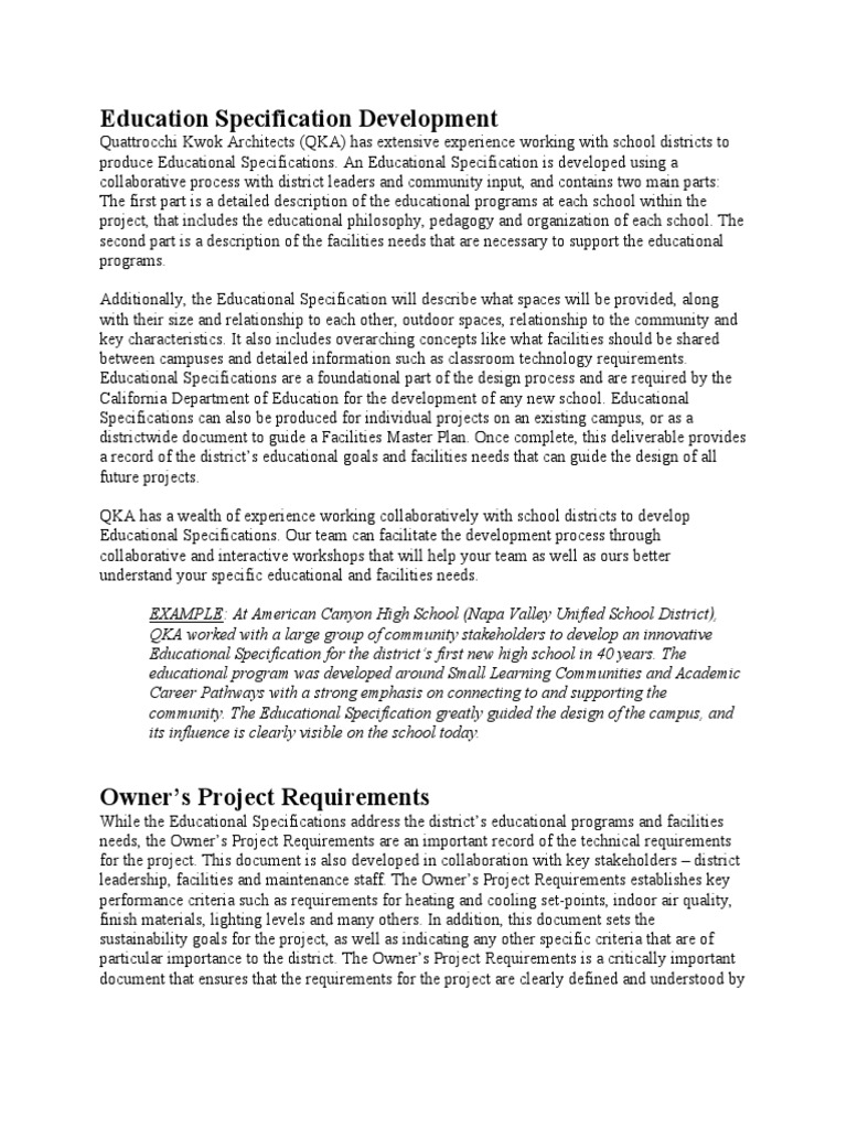 Developing Educational Specifications | PDF | Specification (Technical ...