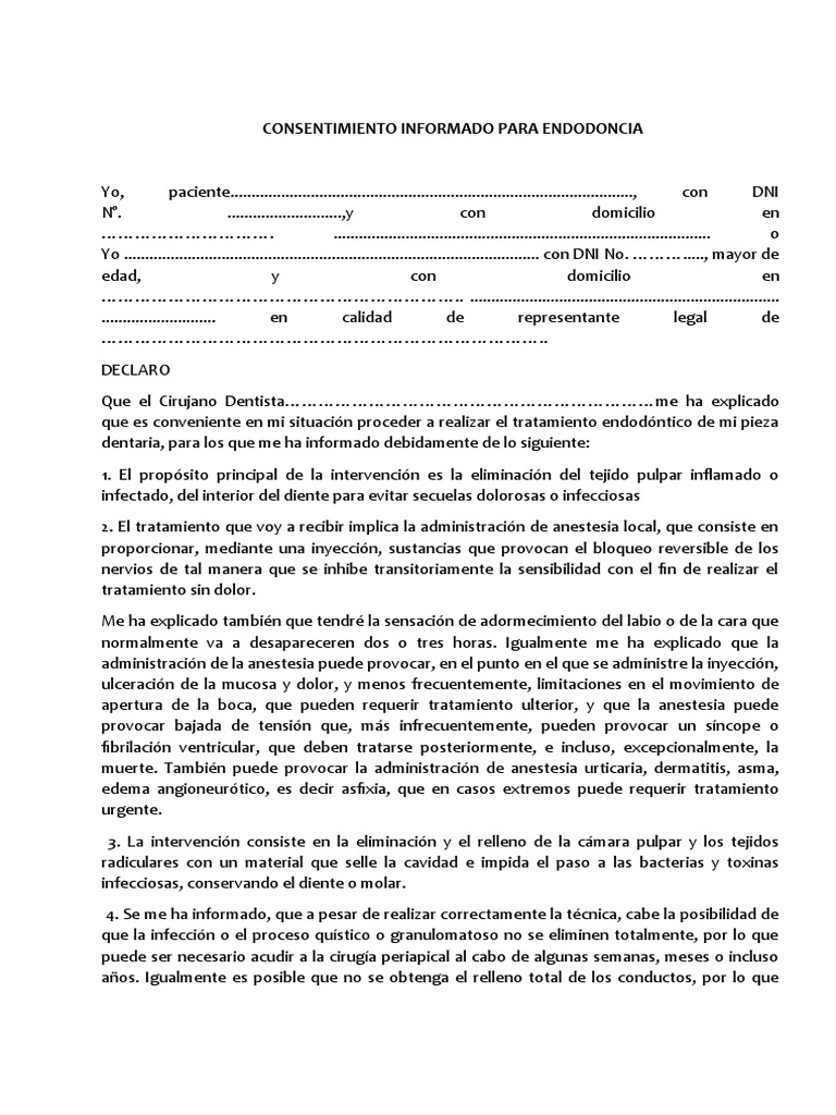 CONSENTIMIENTO INFORMADO General | PDF | Odontología | Boca