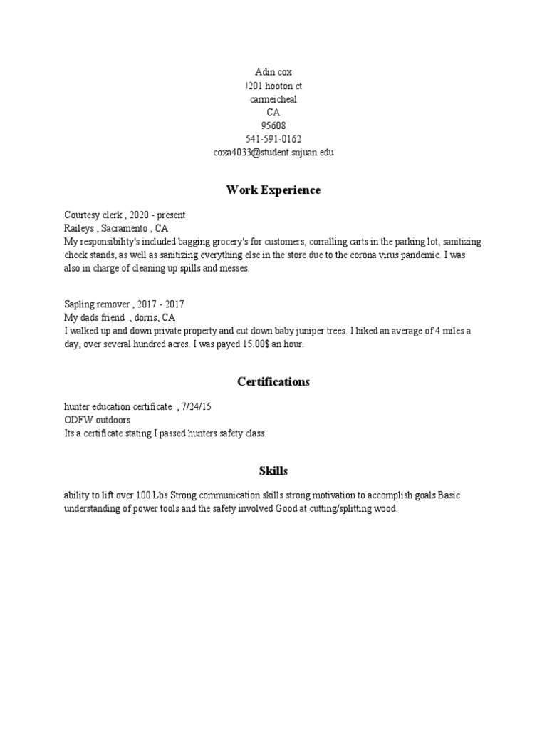 Resume - Adin Cox | PDF
