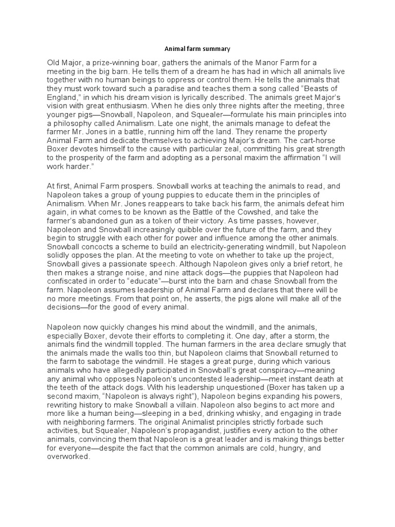 Animal Farm Summary | PDF | Livestock Farming | Agriculture