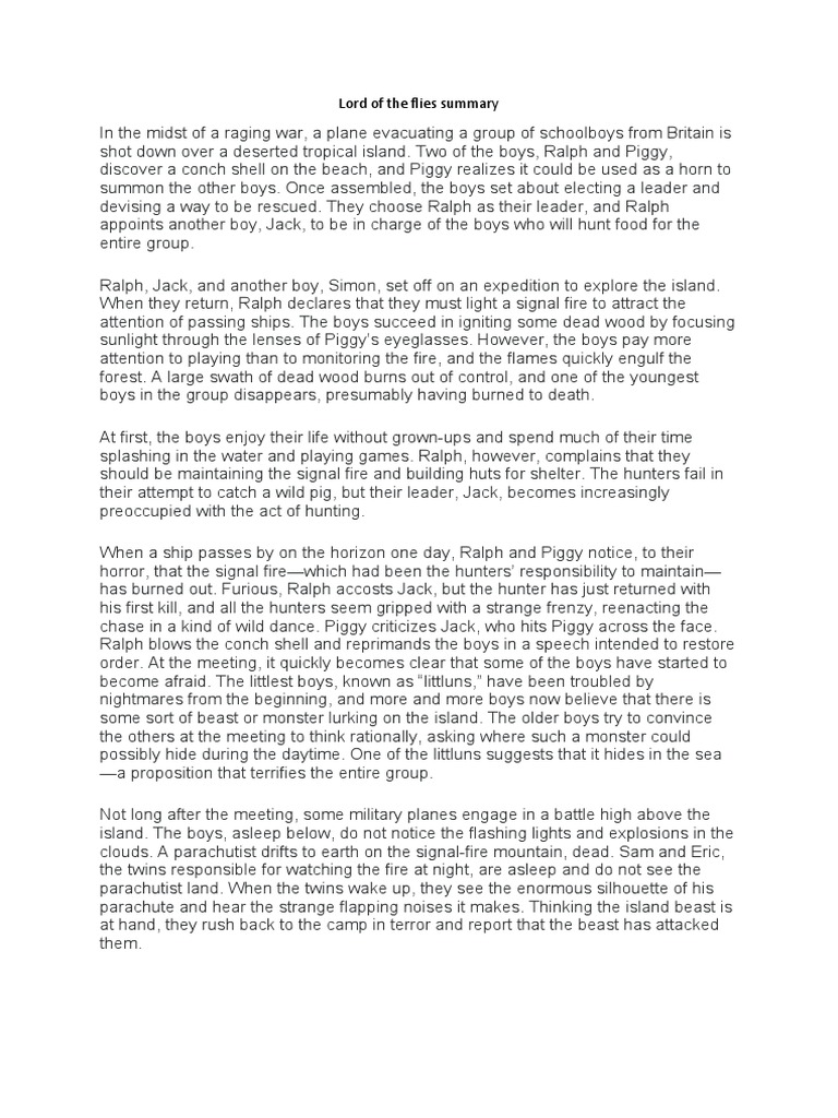 Lord of The Flies Summary | PDF