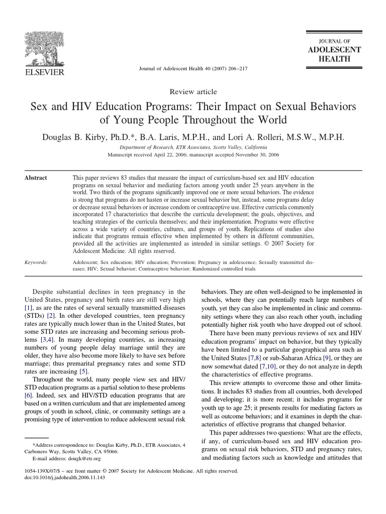 Kirby 2007 | PDF | Sexually Transmitted Infection | Condom