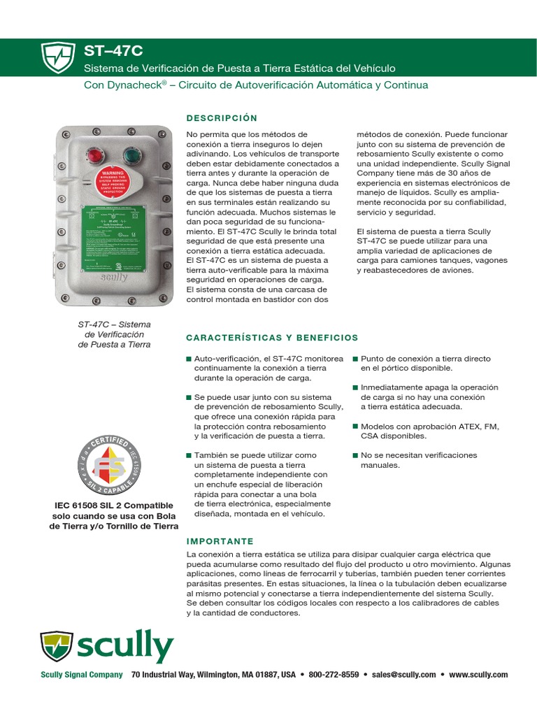 Scully-Ground-67221 ST47C Spanish | PDF | Enchufes y tomas de corriente ...