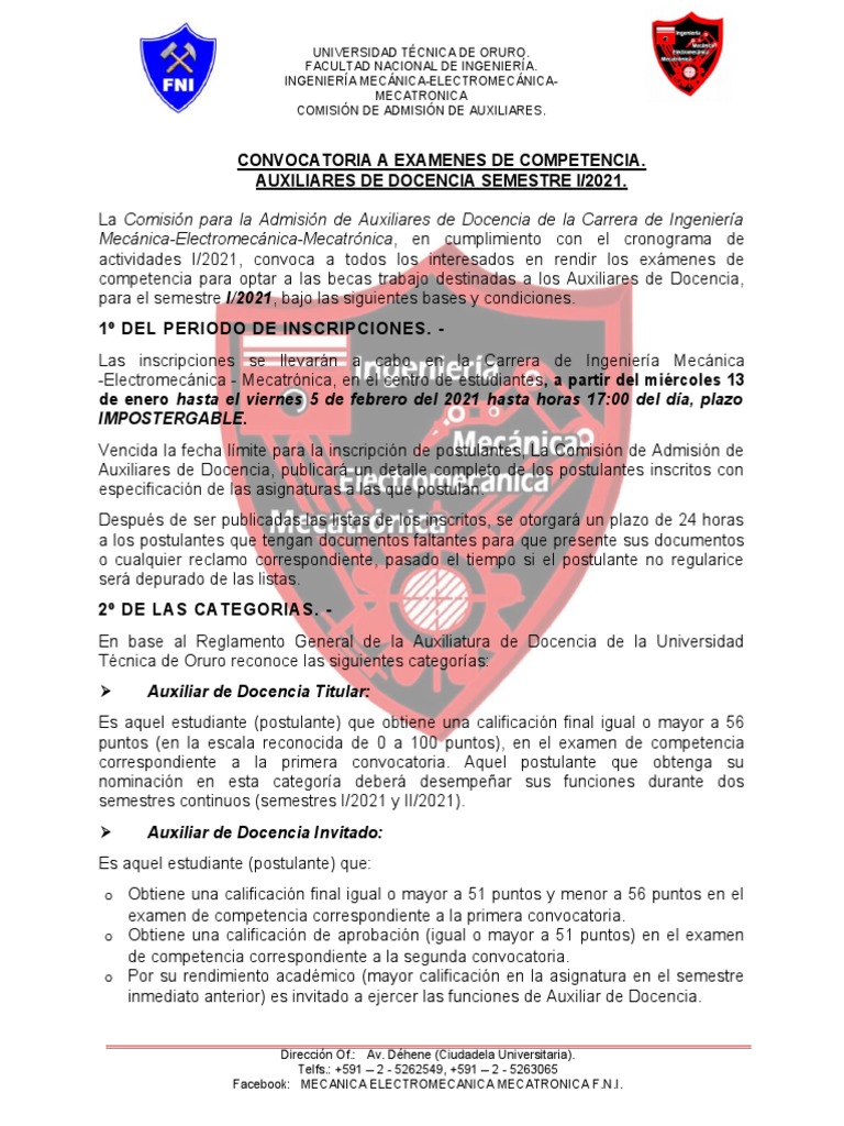 Convocatoria. Aux I - 2021-Corr | PDF