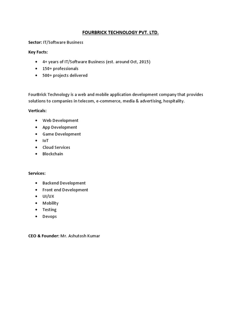 FourBrick Technology: IT Solutions Provider | PDF | Business | Computers