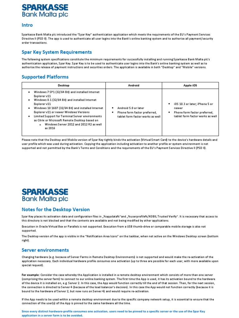 Spar Key Technical Requirements | PDF | Remote Desktop Services ...