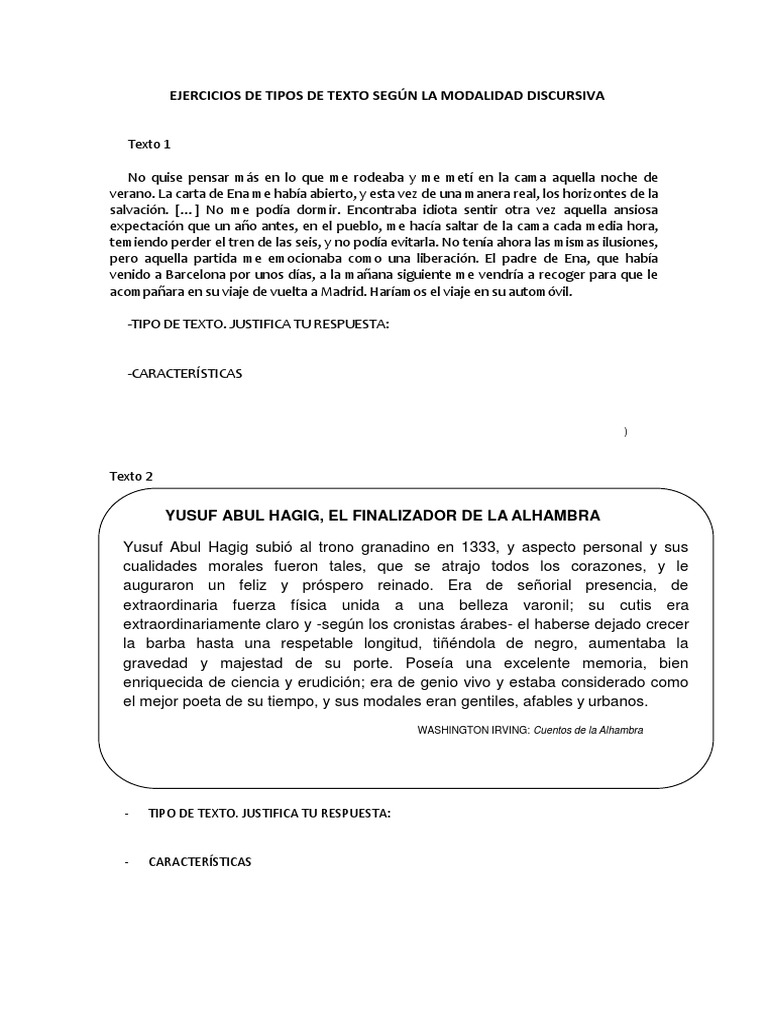 Ejercicios Modalidad Discursiva | PDF