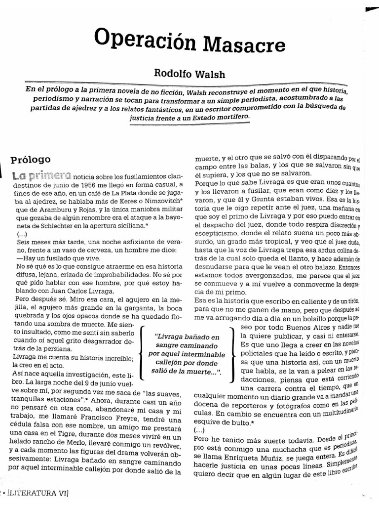 Operación Masacre - Rodolfo Walsh | PDF