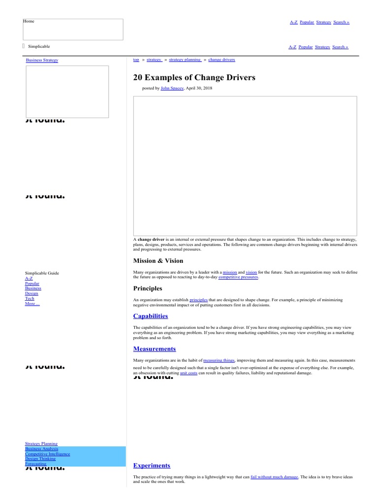 20 Examples of Change Drivers - Simplicable | PDF | Strategic ...