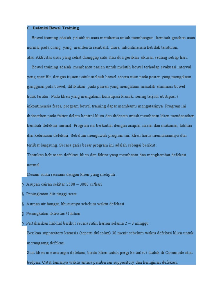 Bowel Training | PDF