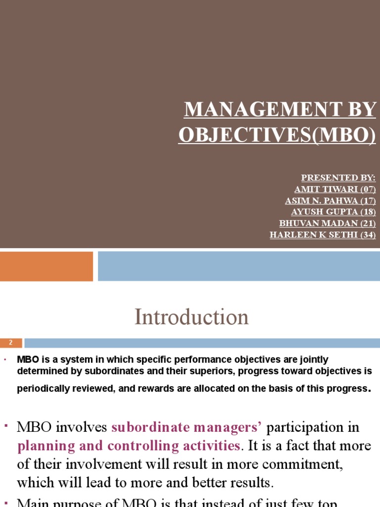 An Introduction to Management by Objectives (MBO): A Process-Oriented ...