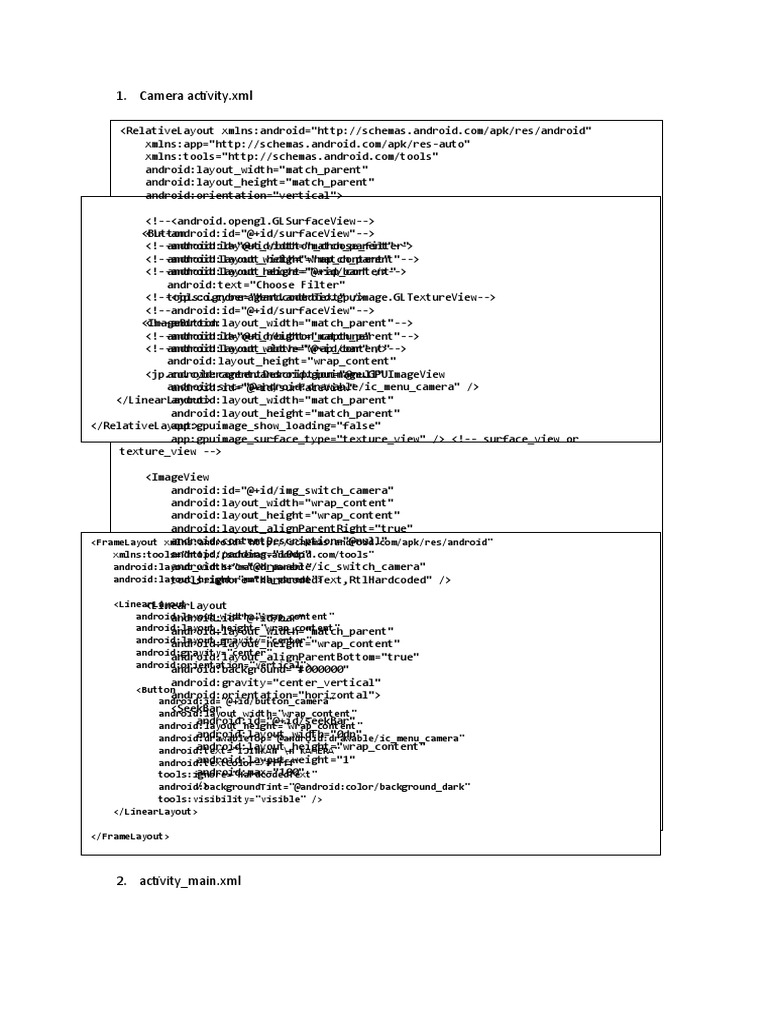Camera Activity - XML | PDF | Android (Operating System) | Software Development