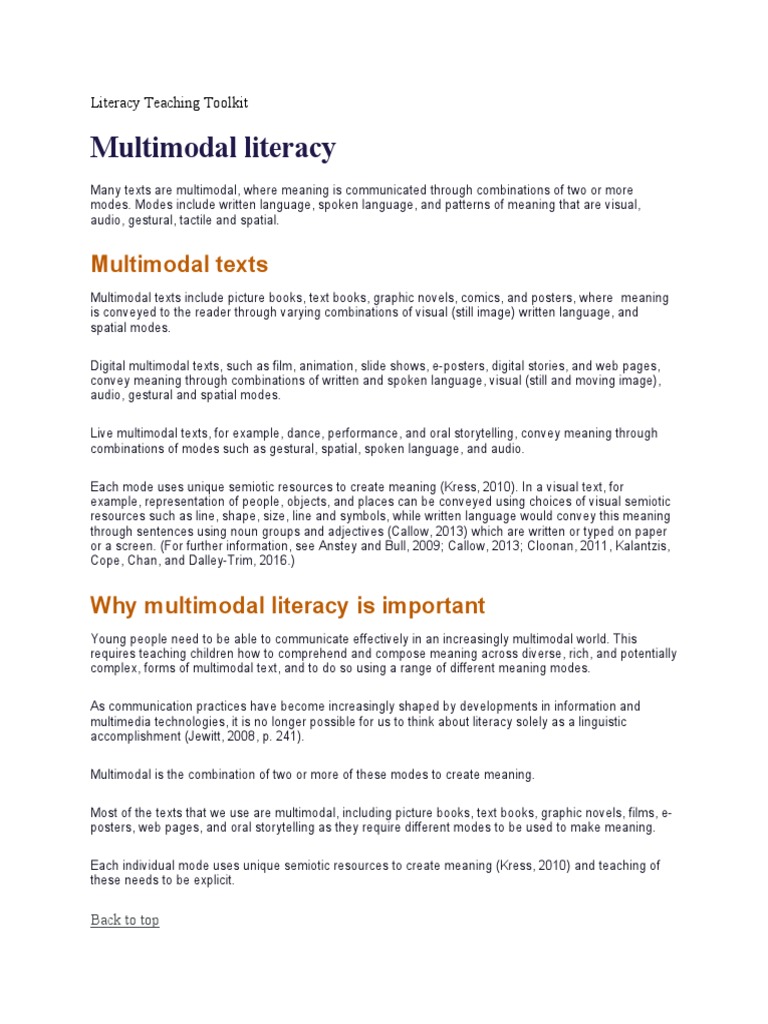 Multimodal Text | Download Free PDF | Human Communication | Cognitive ...
