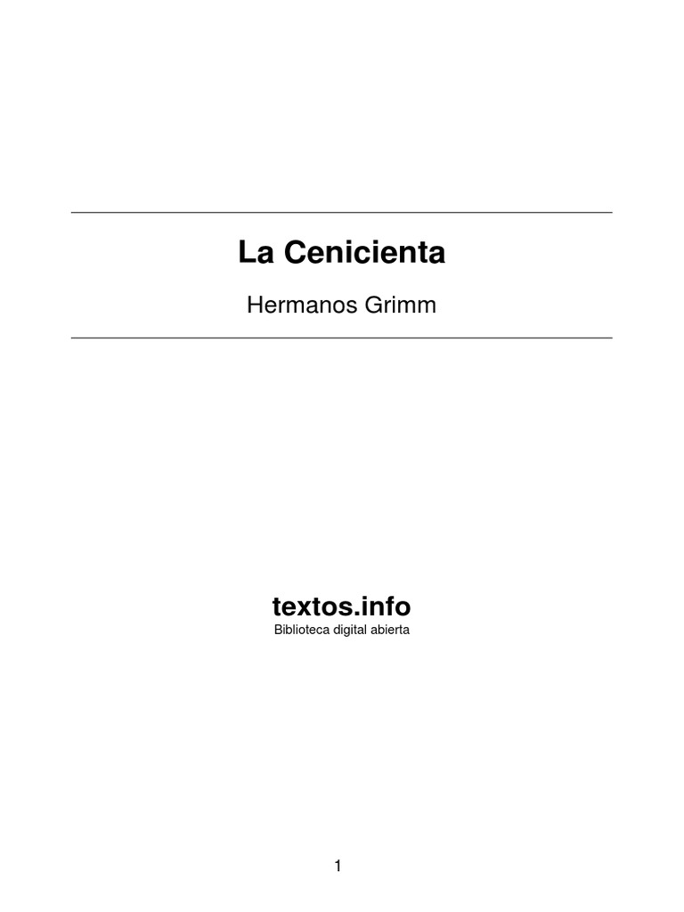 Cuento de La Cenicienta | PDF | Hermanos Grimm