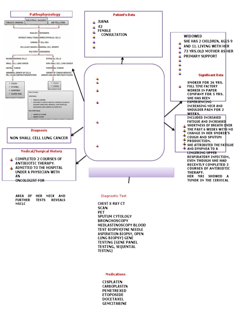 Lung Cancer Concept Map Group 2 | PDF | Biopsy | Cough